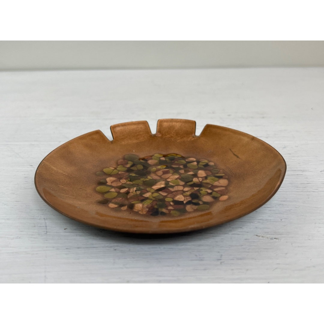 Vintage MCM Enamel Copper Trinket Dish / Ashtray Bovano of Cheshire ...