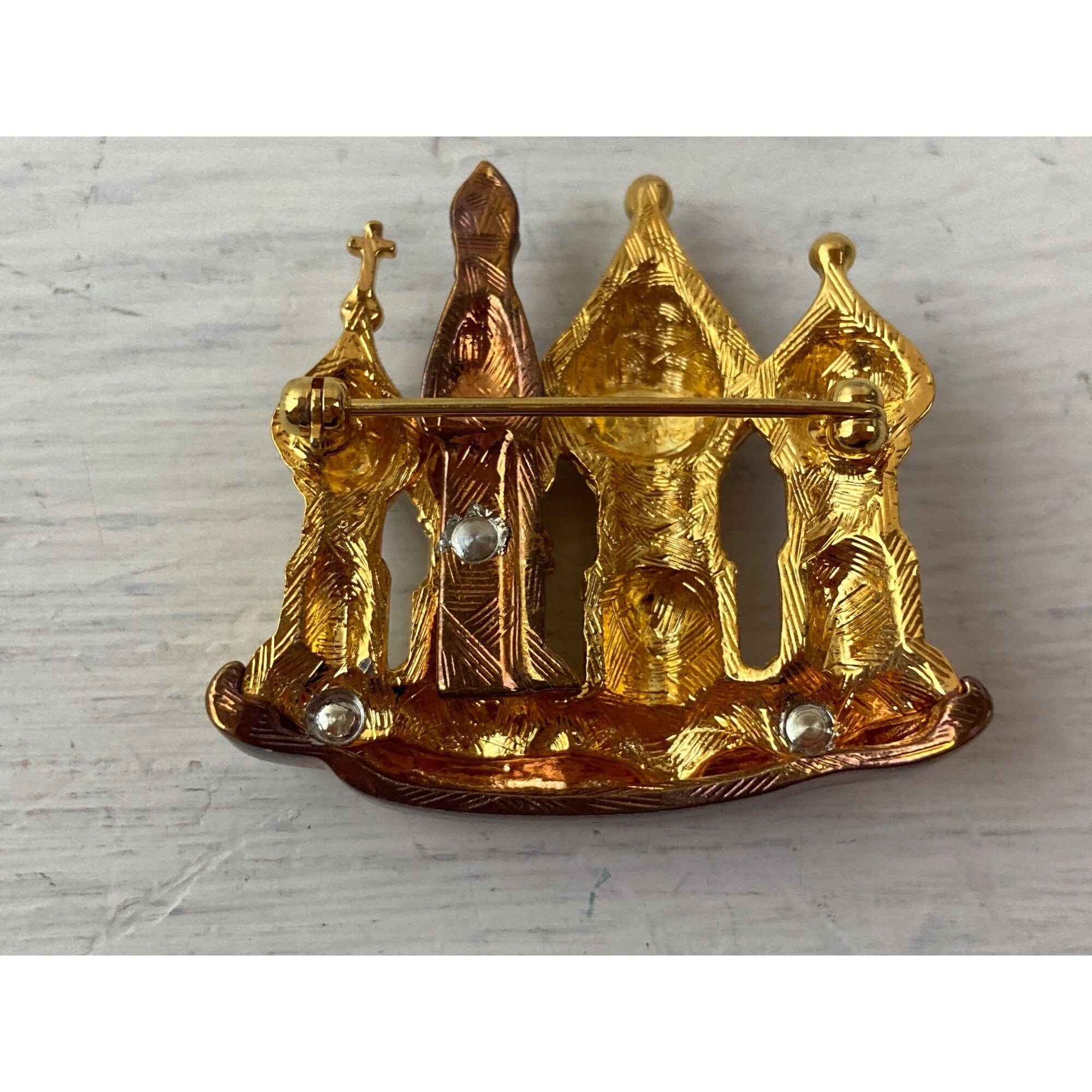 Vintage Joan Rivers Cathedral Church Enamel Brooch Pin - Etsy