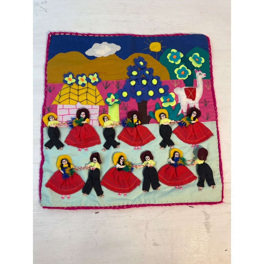 Vintage Peruvian Folk Art Arpillera Patchwork Embroidery - Etsy