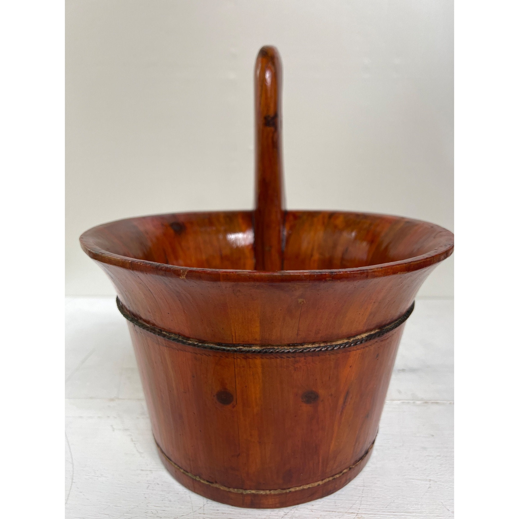 Chinese Wood and Wirework Bathing Bucket in Flared Cylindrical Form ...