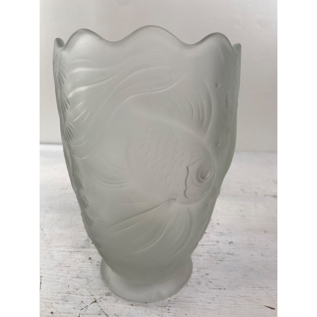 Josef Inwald Barolac Satin Glass Vase, Swimming Goldfish Koi, Ruffled ...