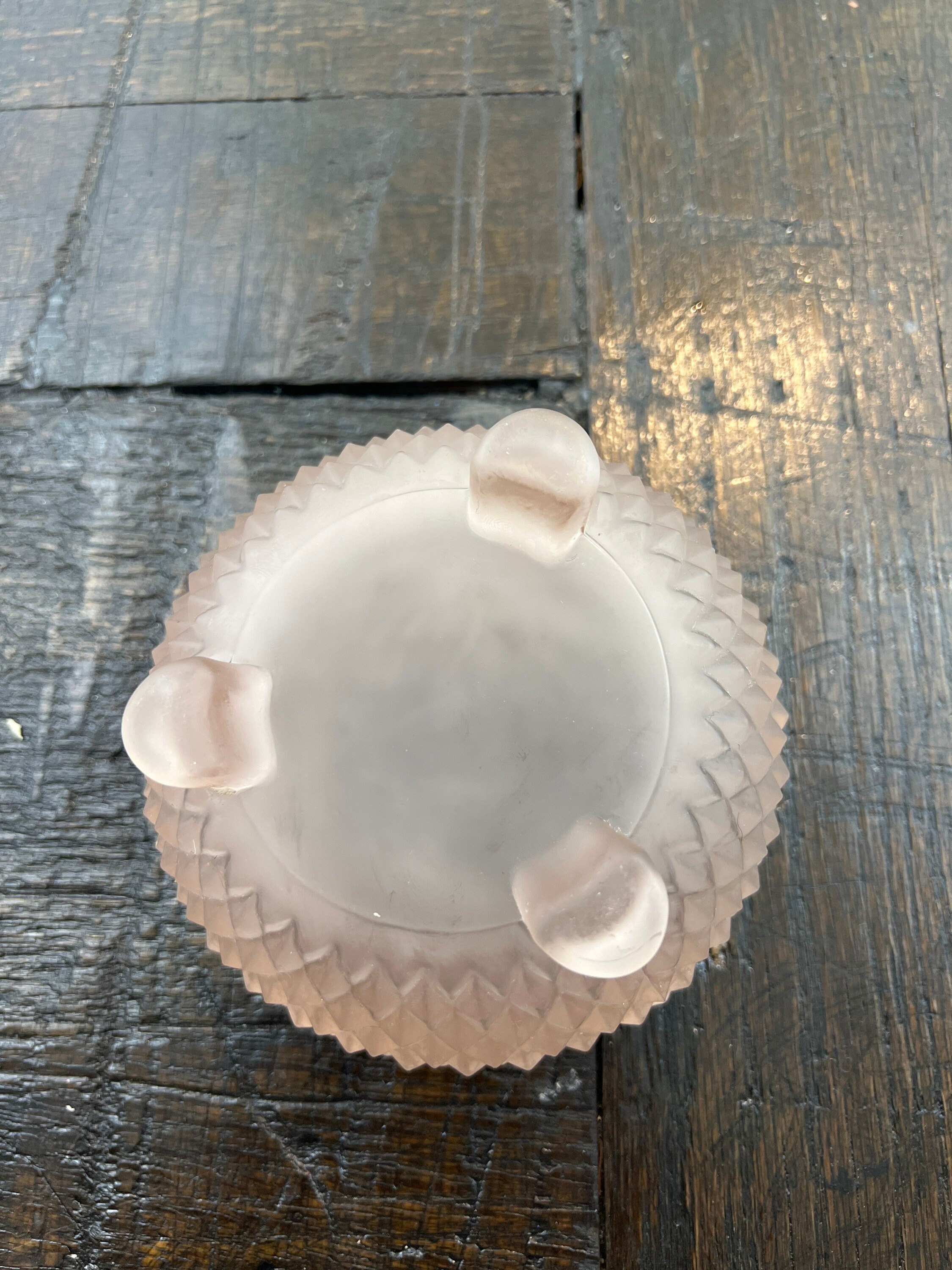 Vintage Satin Pink Diamond Pattern Indiana Glass Co, Three Footed Candy ...
