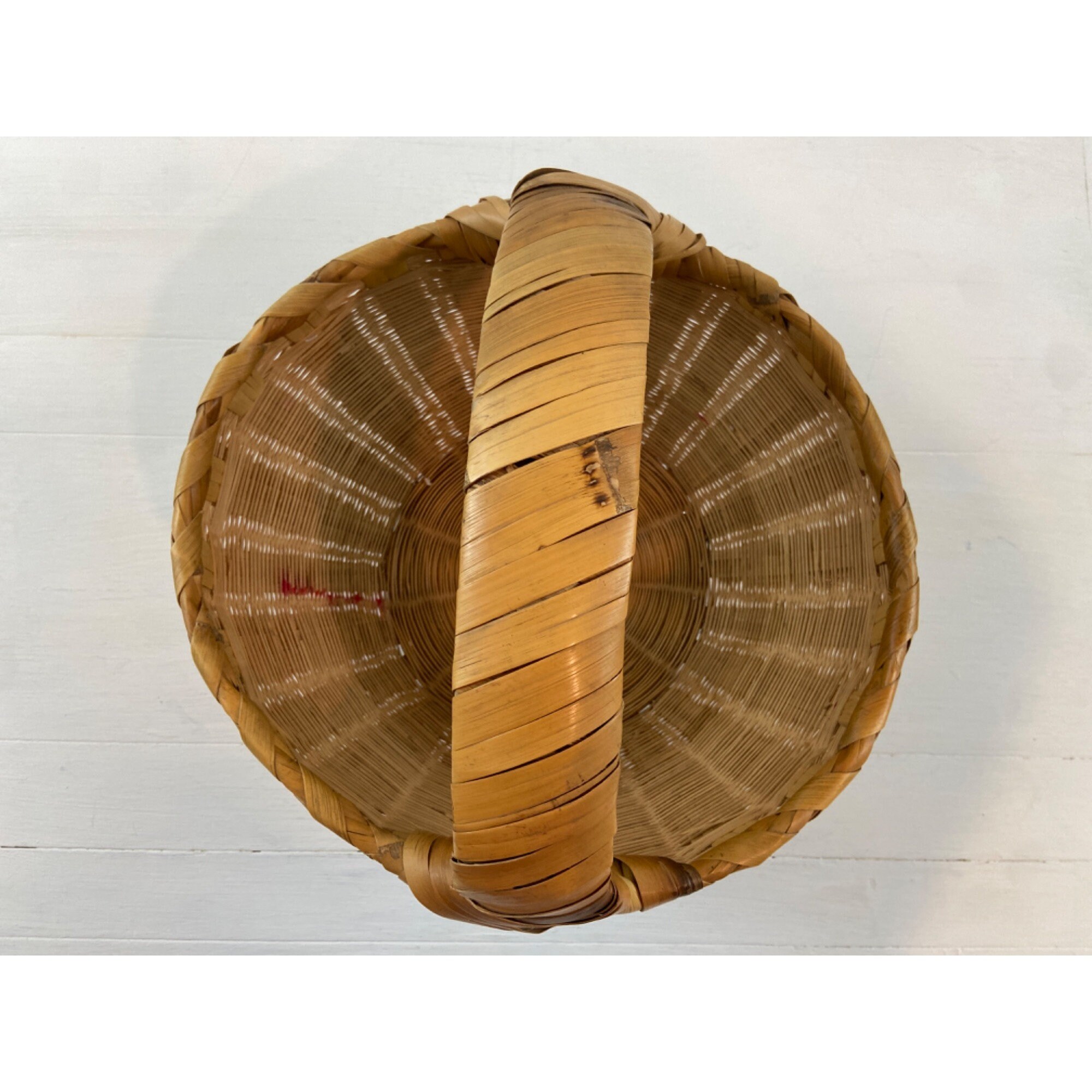 Vintage Woven / Wrapped Wicker Basket - Etsy