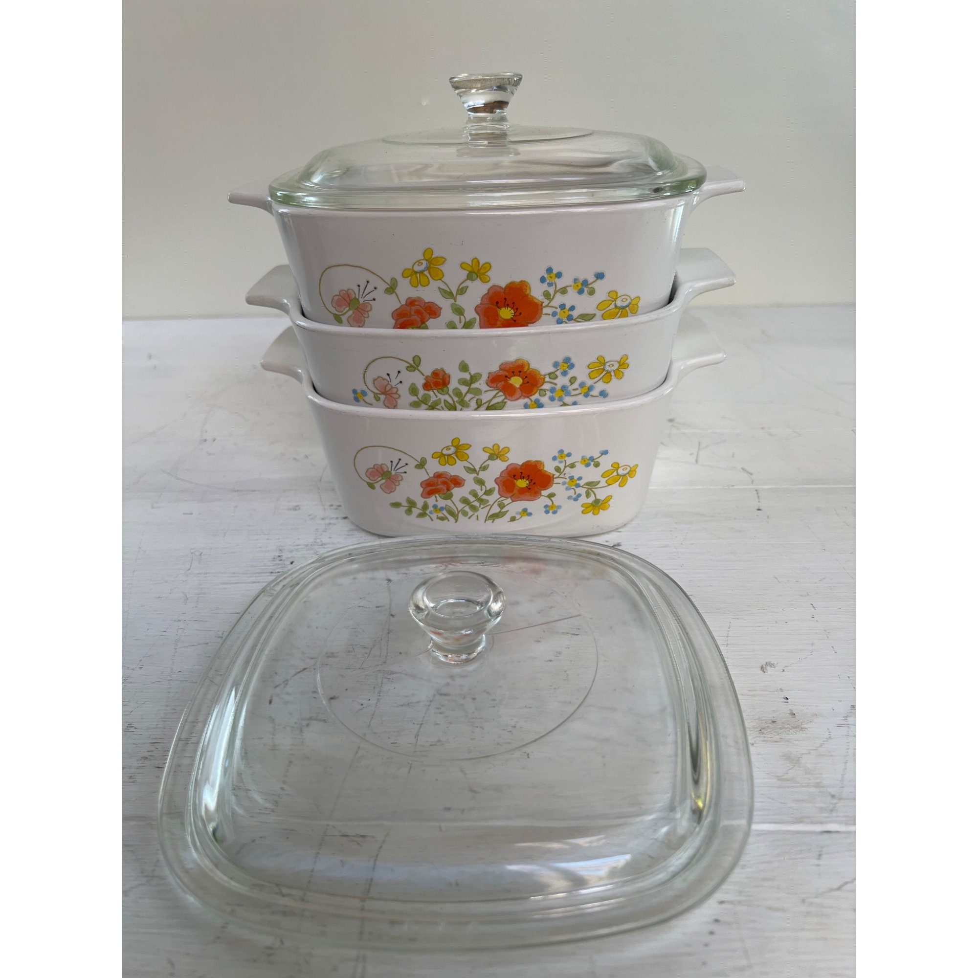 Vintage Corning Ware Wildflower Pattern Casserole Dishes W/ - Etsy
