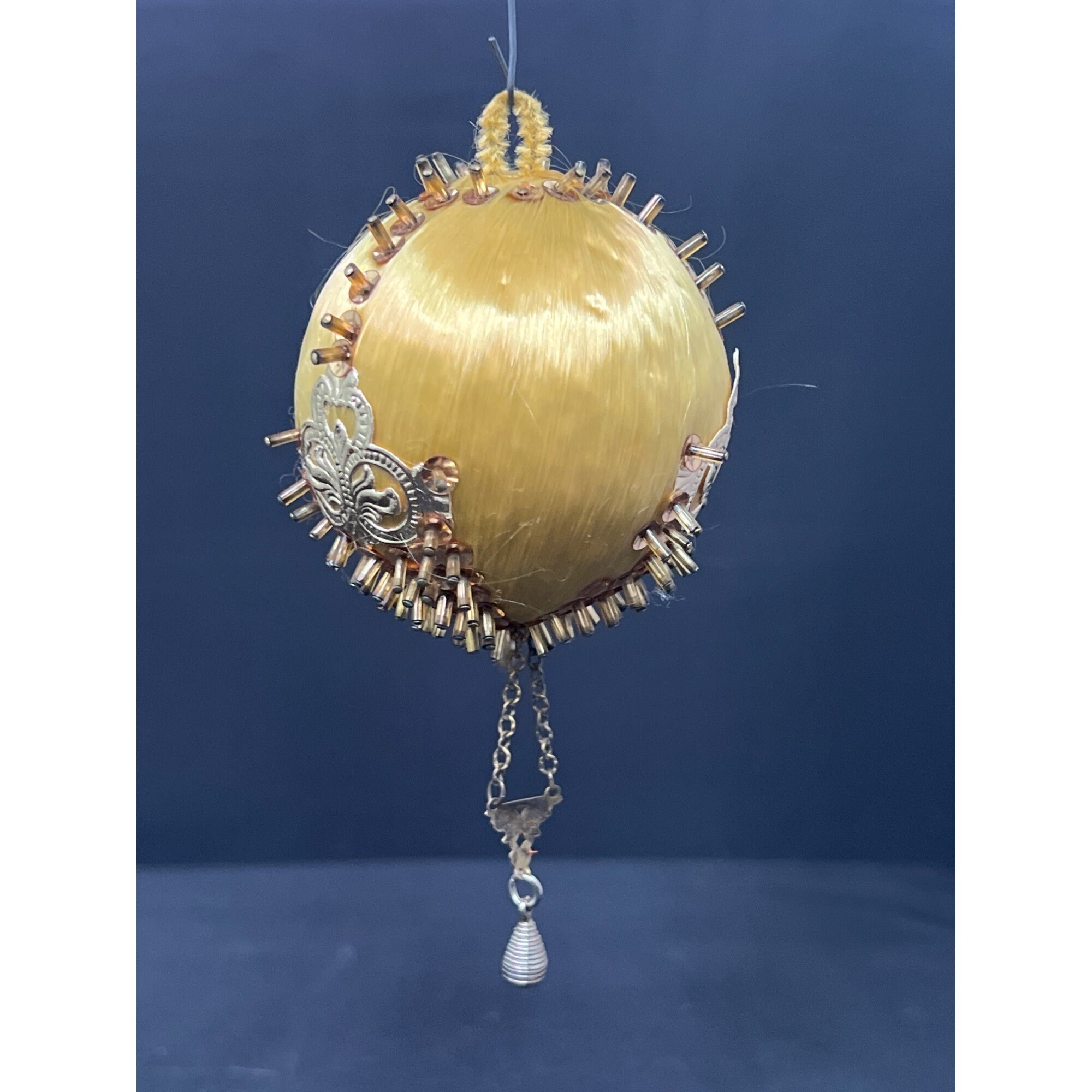 Vintage White Gold Satin Push Pin Christmas Ornament Embellished - Etsy