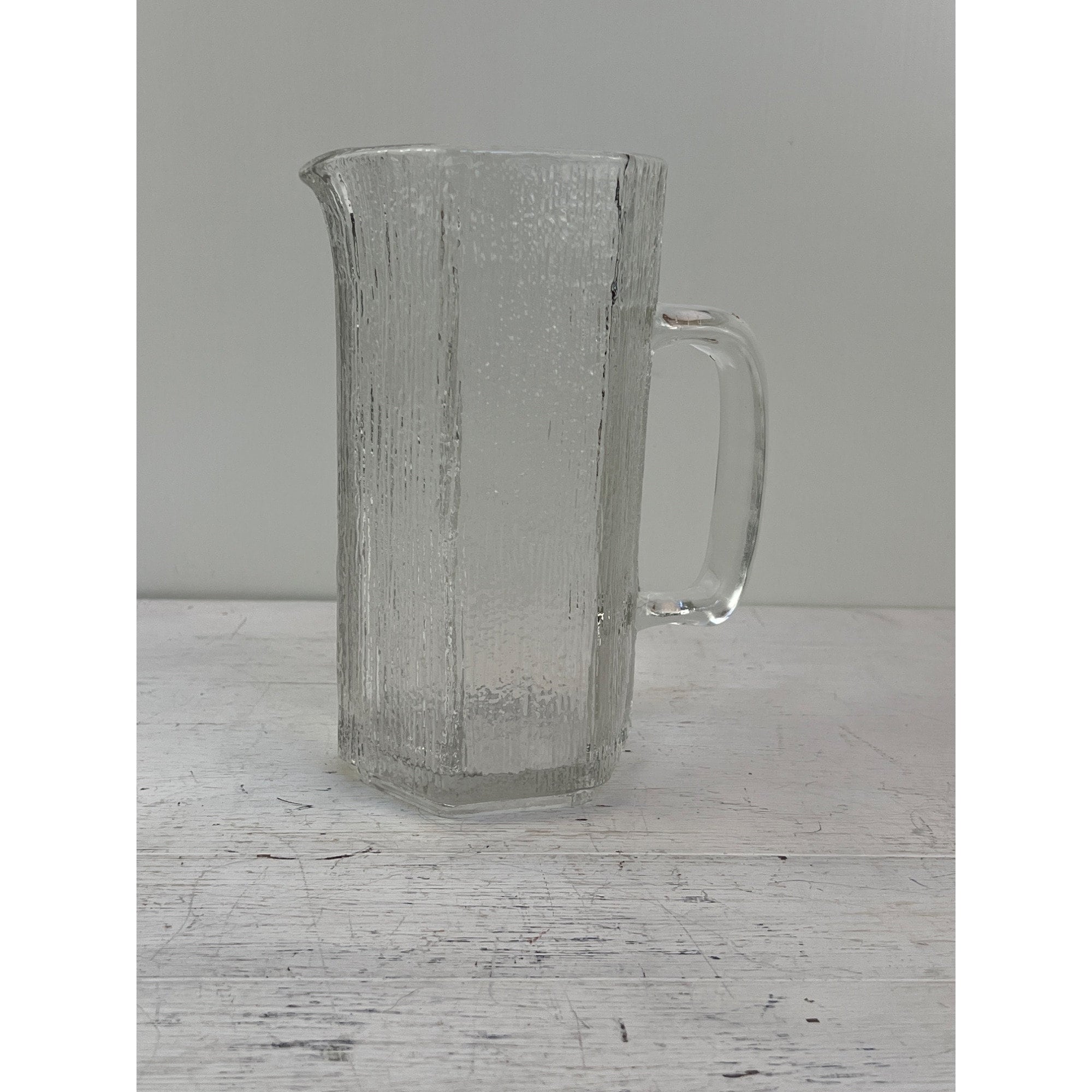 Vintage Frosted Glass Pitcher / Vase With Handles heavy - Etsy