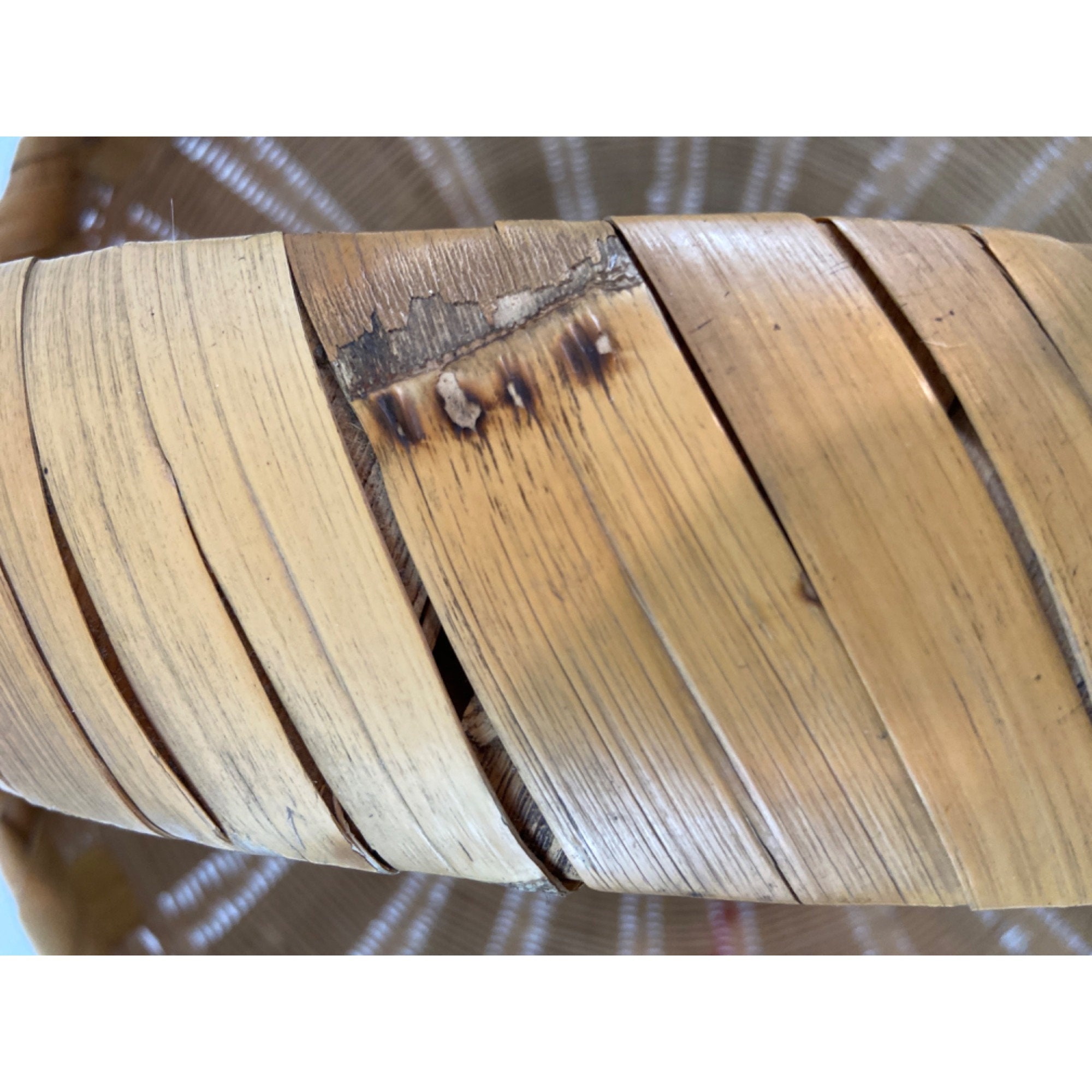 Vintage Woven / Wrapped Wicker Basket - Etsy