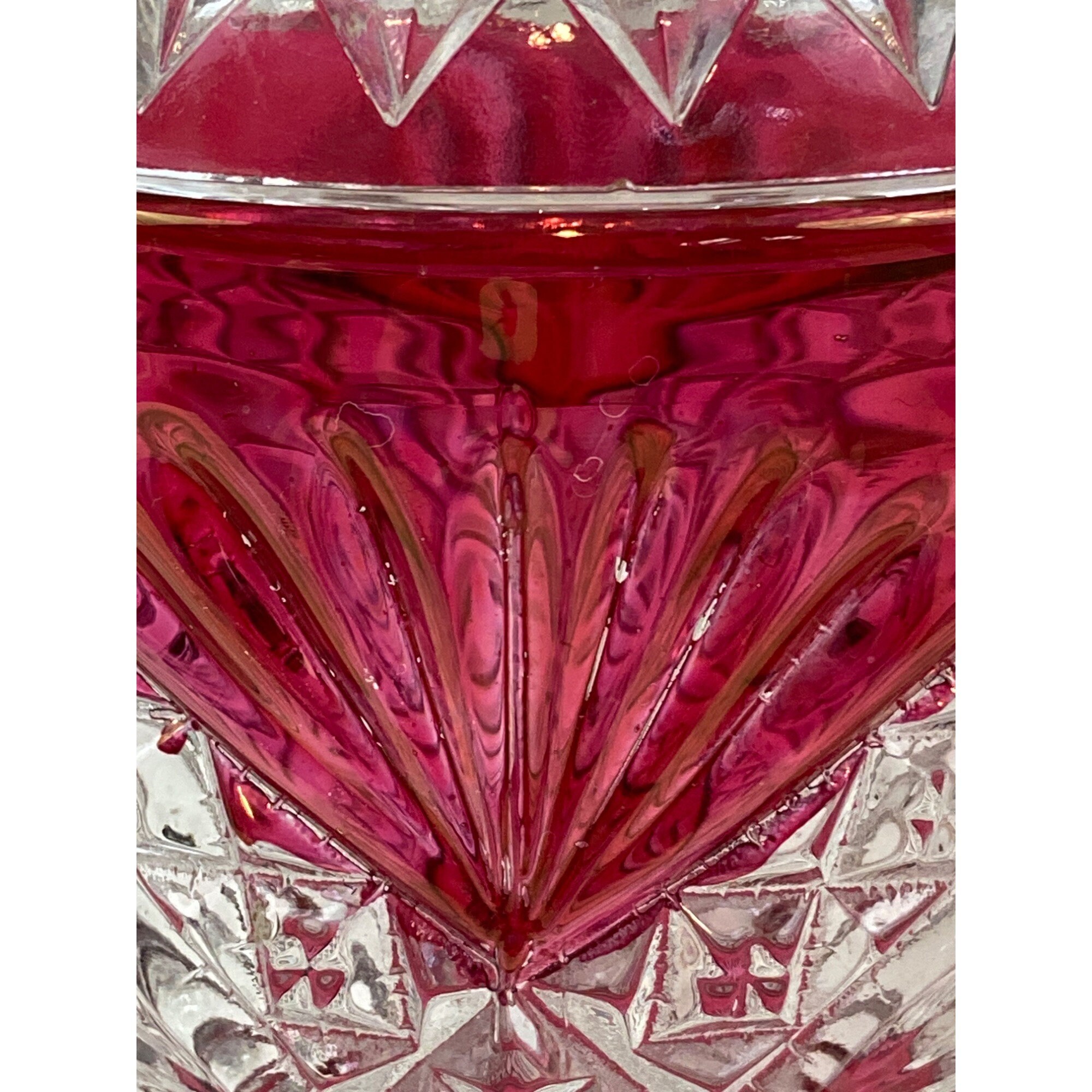 Vintage Imperial Glass Ruby Lidded Hobstar Candy Biscuit Sugar Jar 282 ...