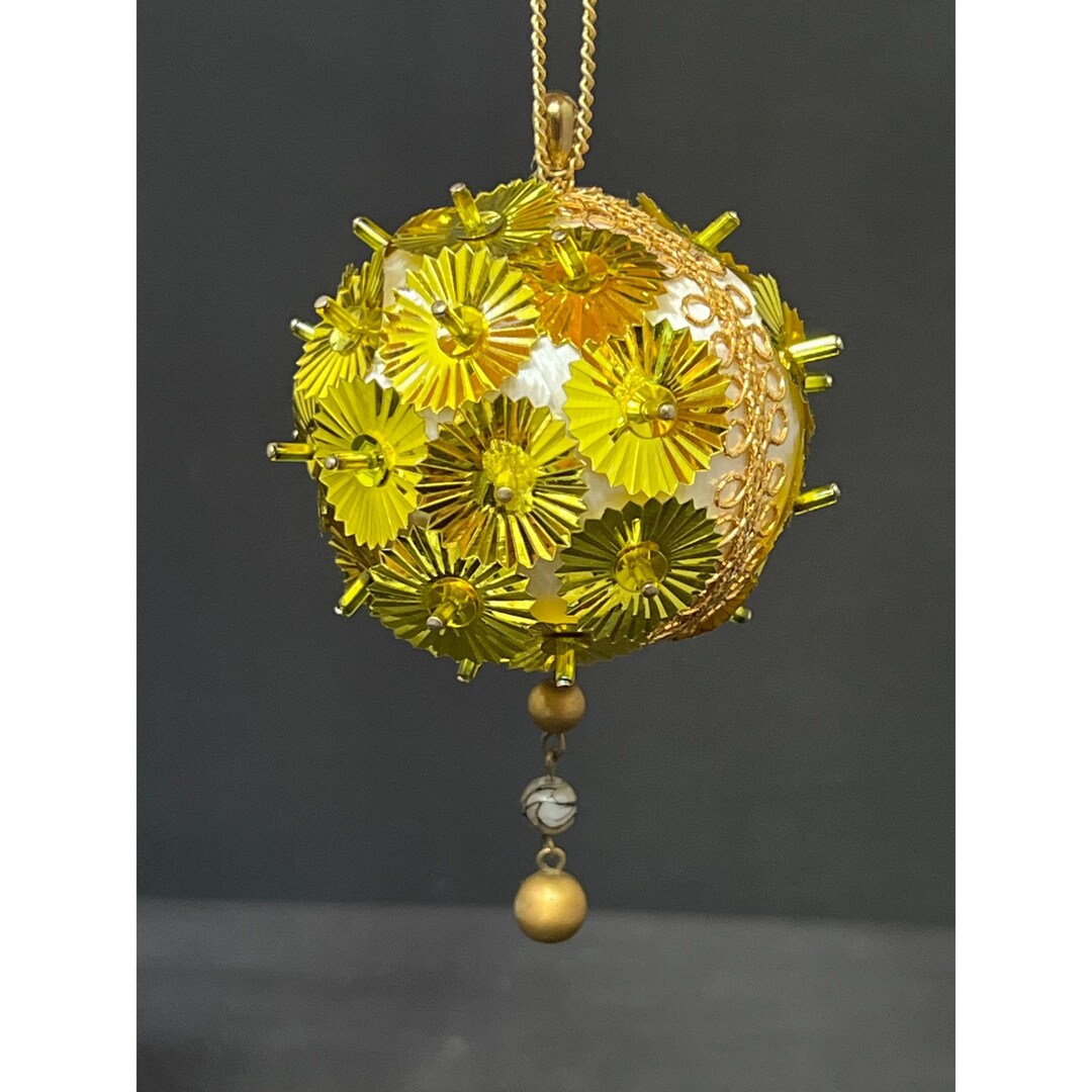 Vintage Handmade Push Pin Christmas Ornament - Gold - Etsy