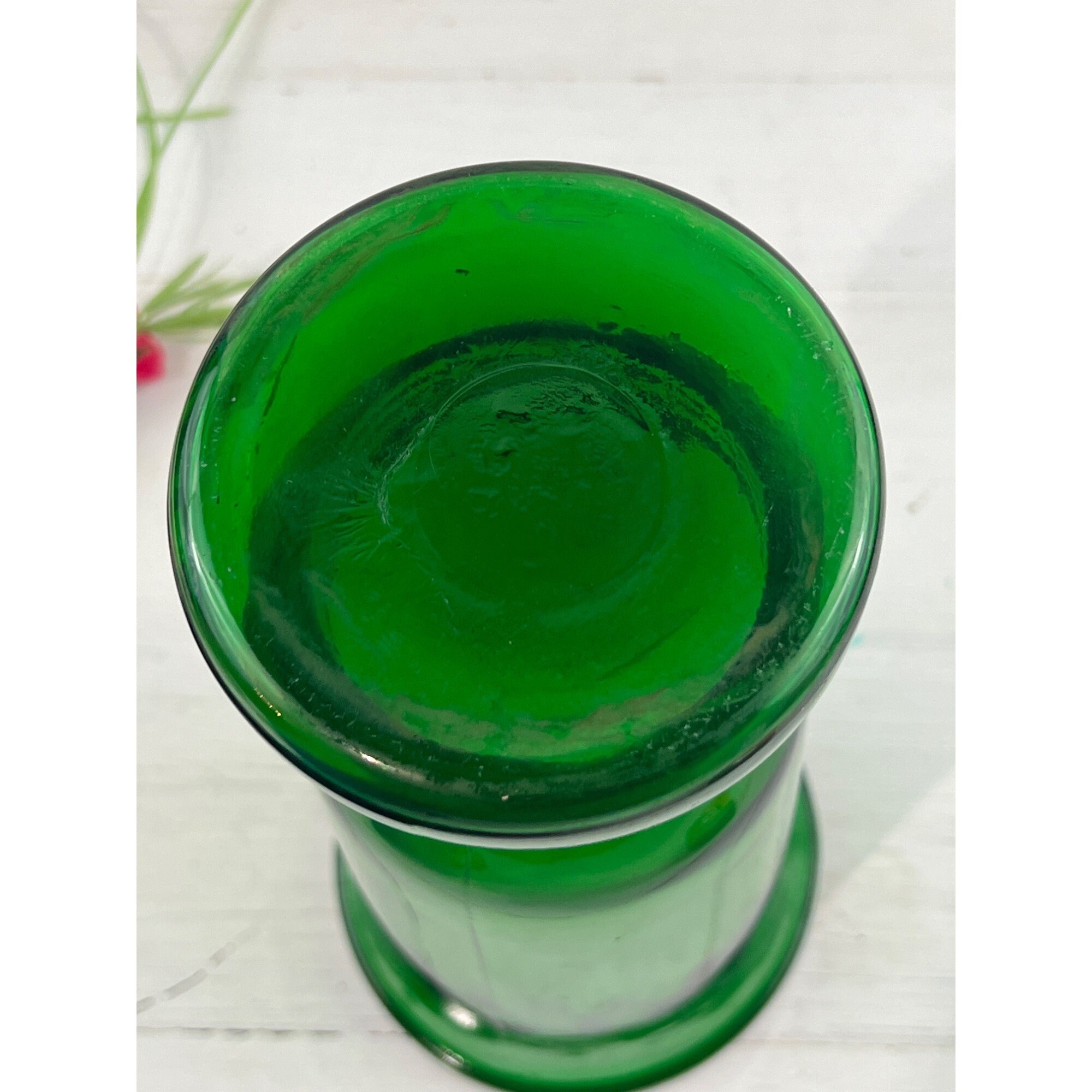 Vintage Napco Forest Green Glass Vase - Etsy