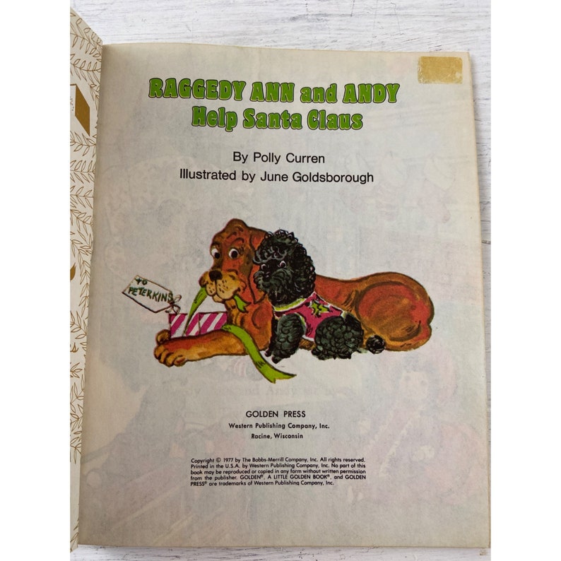 Vintage 1977 Raggedy Ann and Andy Help Santa Claus Little Golden Book ...