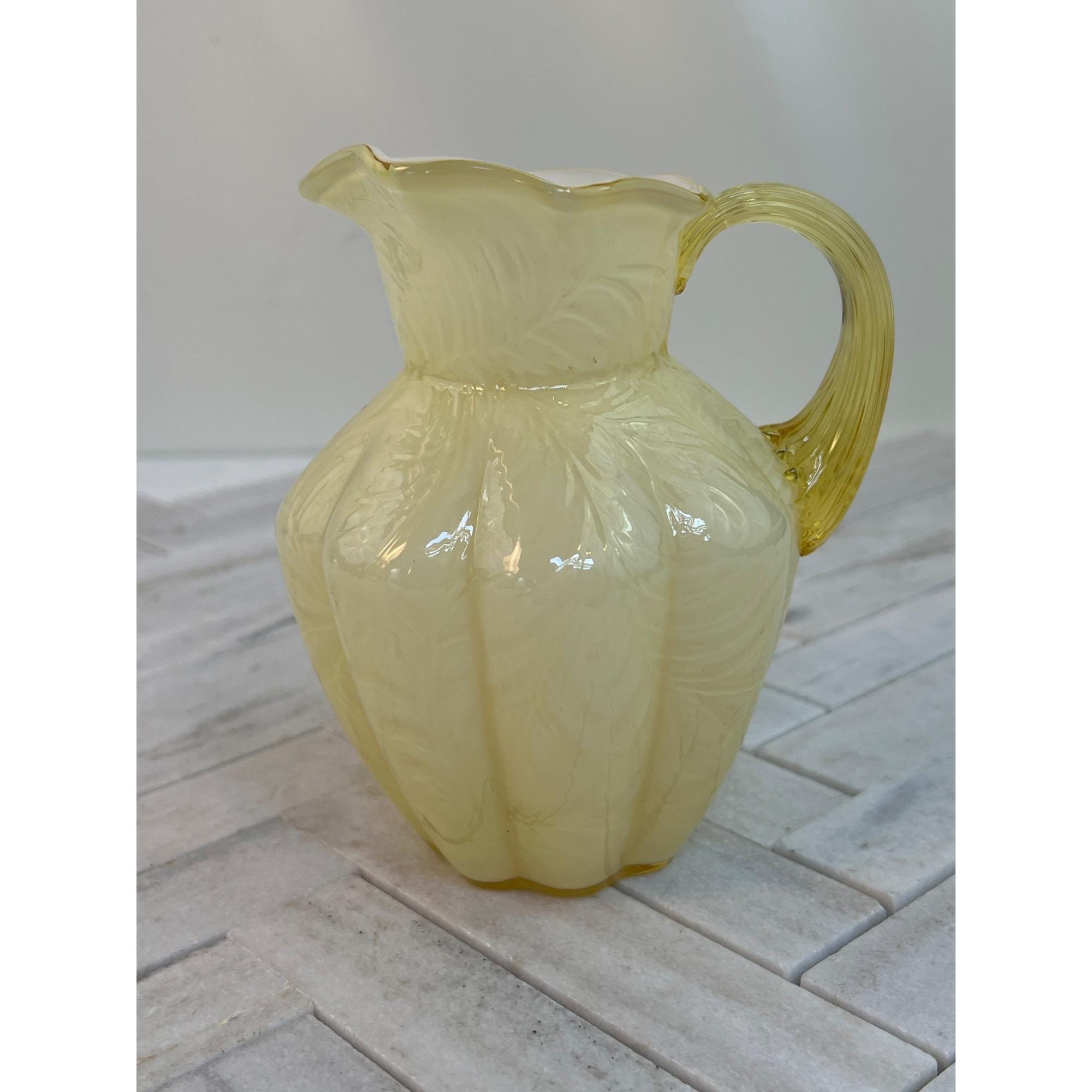 Vintage Fenton Buttercup Overlay Glass Pitcher in Fern Optic - Etsy