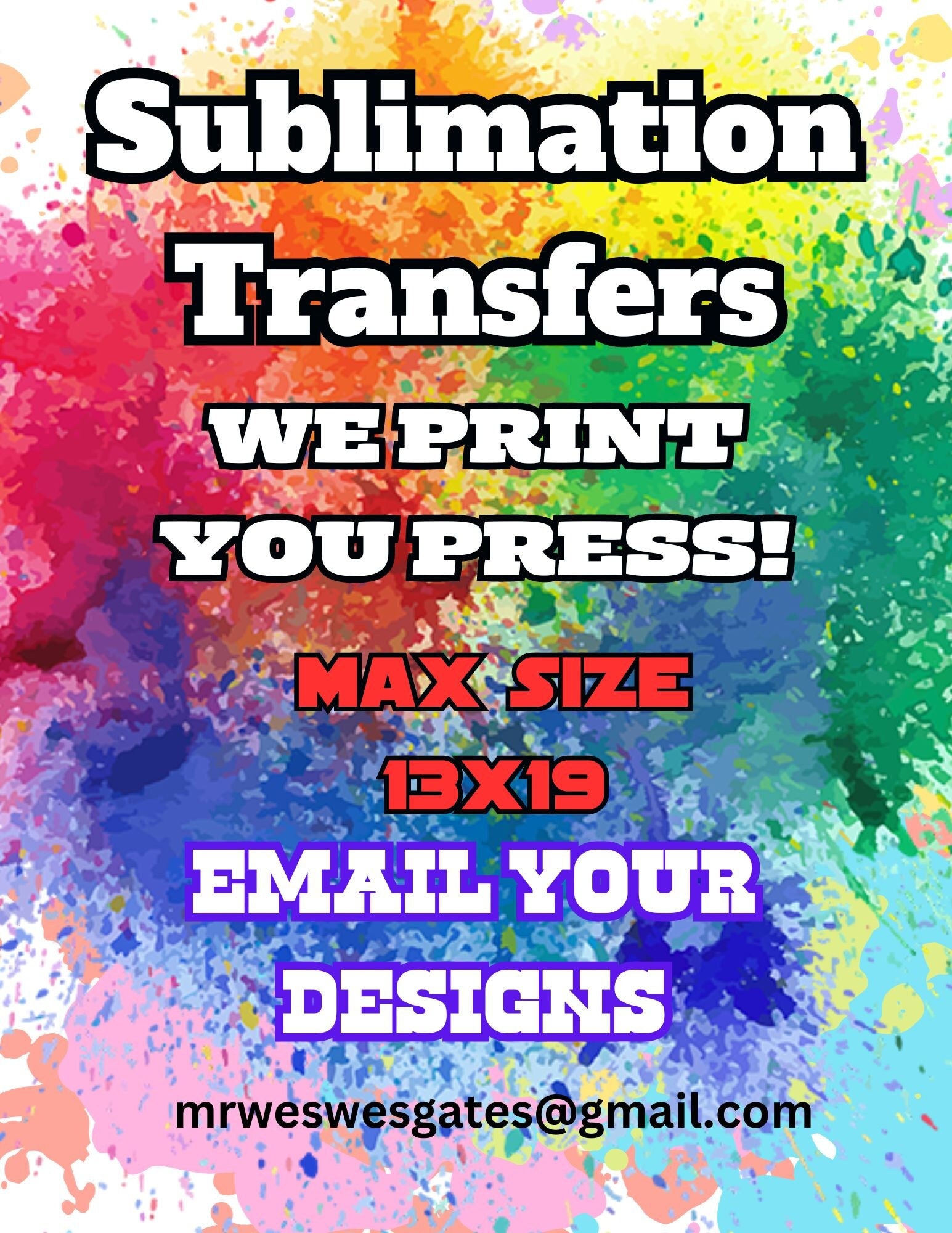 Sublimation Heat Transfers, Sublimation Large Transfers, Email Your ...