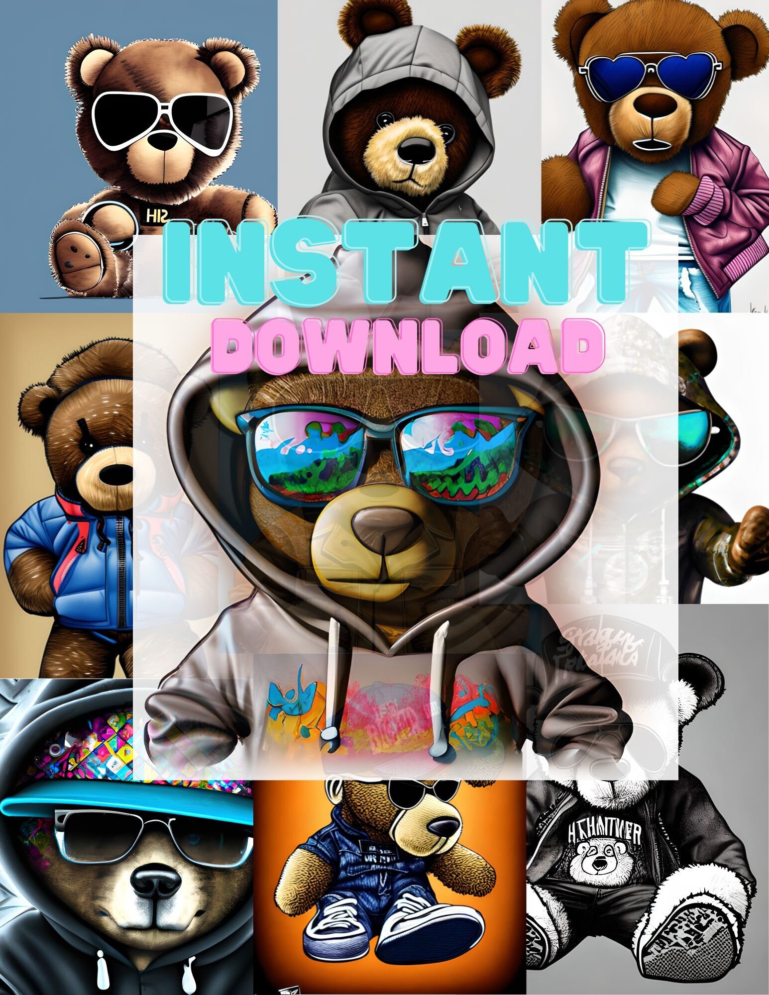 Cool Bear 10 Pack Bundle, Instant Download, Jpeg, PDF Wallpaper - Etsy