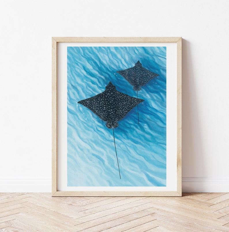 Eagle Ray Art Ocean Print Marine Life Spotted Eagle Ray - Etsy