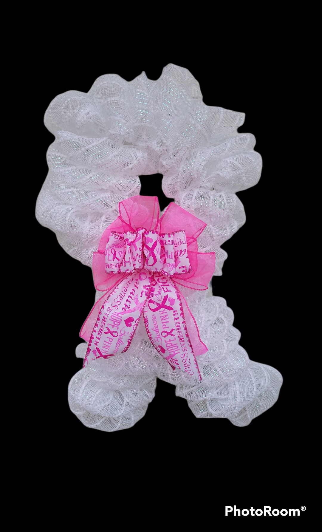 Deco Mesh Breast Cancer Awareness Wreath, Pink Ribbon Door Hanger - Etsy