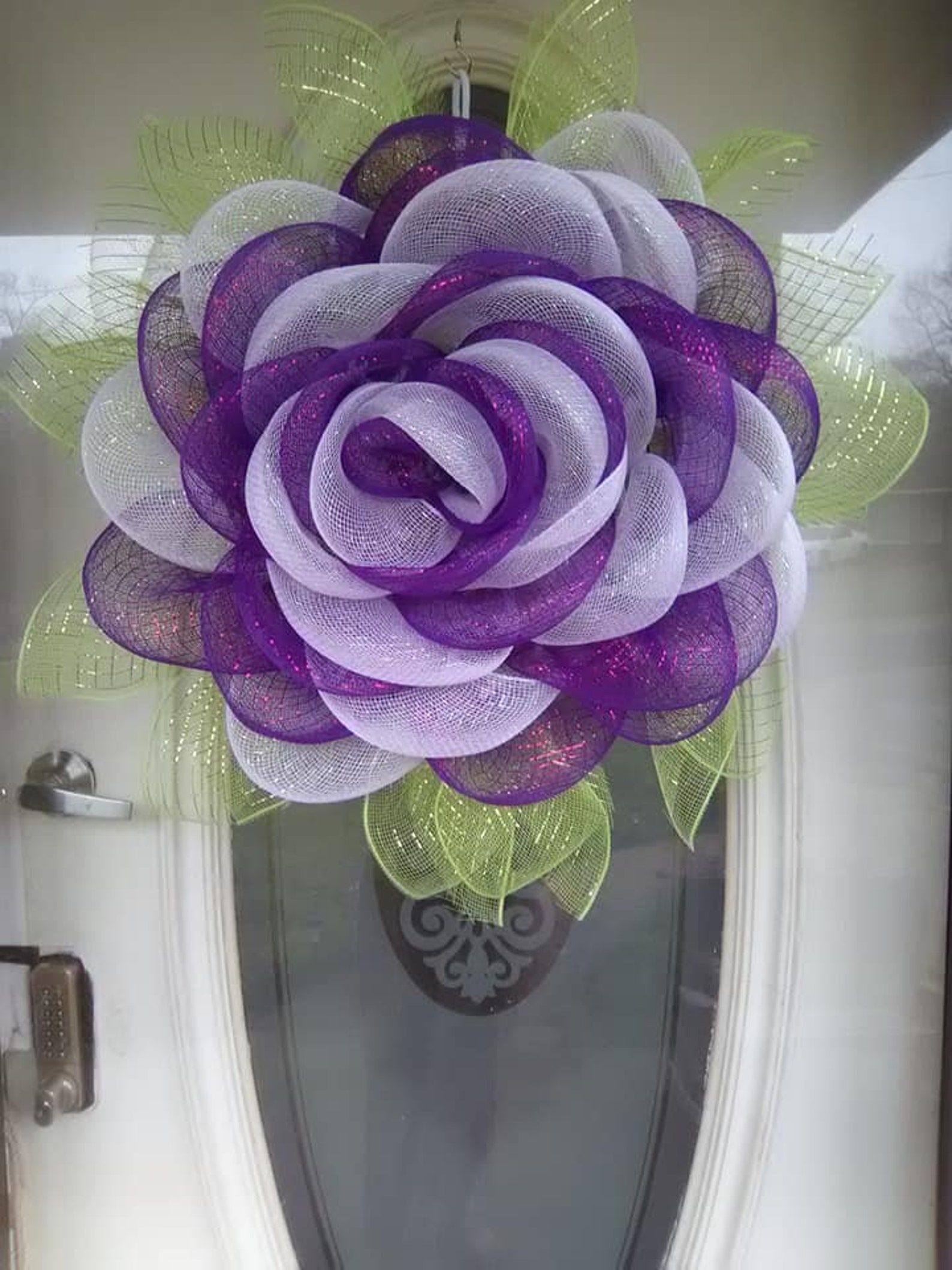 Deco Mesh Rose Wreath, Flower Door Decor - Etsy
