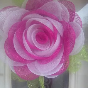 Gift for Mom, Deco Mesh Rose Flower Wreath, Flower Wreath, Christmas ...