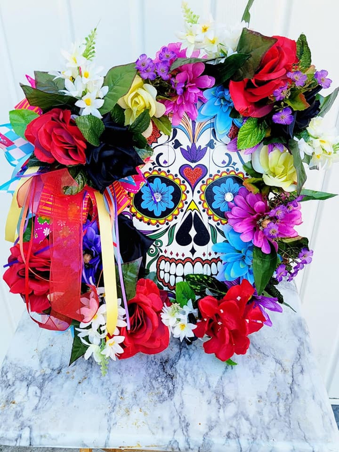 Day of the Dead Wreath, Sugar Skull Wreath, Fall Wreath, Everyday ...