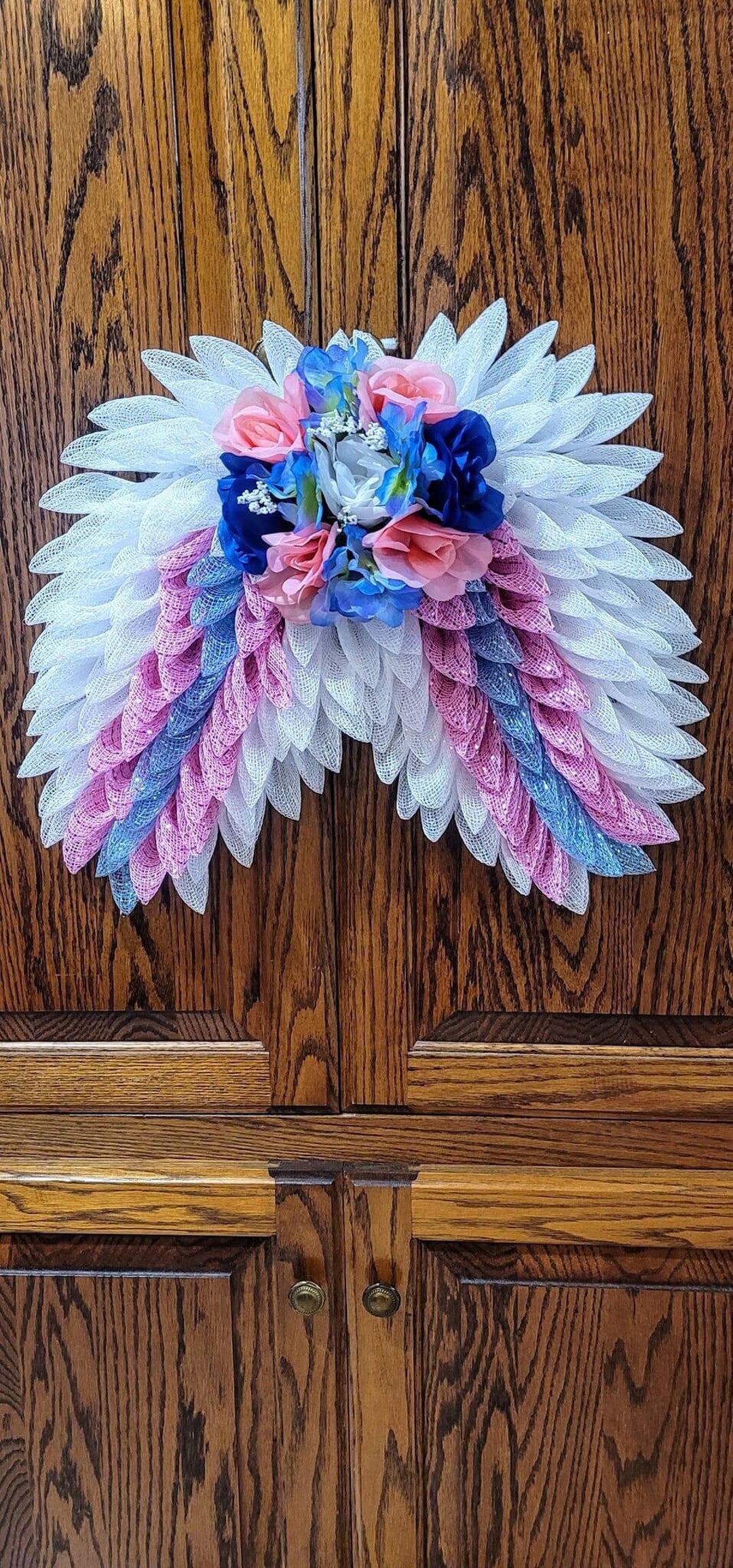 Angel Wings Wreath, Angel Wings Decor, Funeral Wreath, Easter, Peace ...
