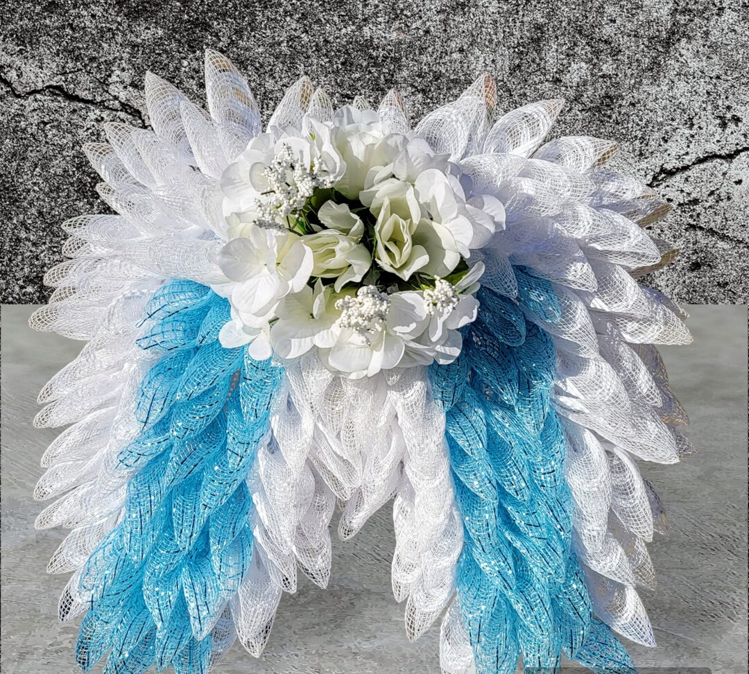 Angel Wings Wreath, Angel Wings Decor, Funeral Wreath, Easter, Peace ...