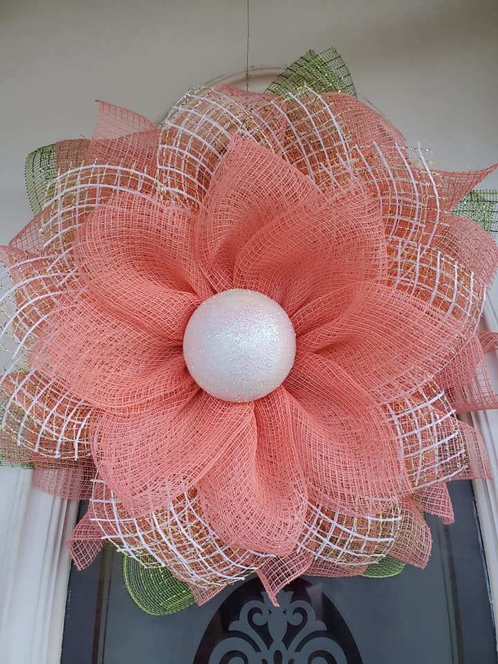 Deco Mesh Rose Flower Wreath Flower Wreath Mothers Day - Etsy