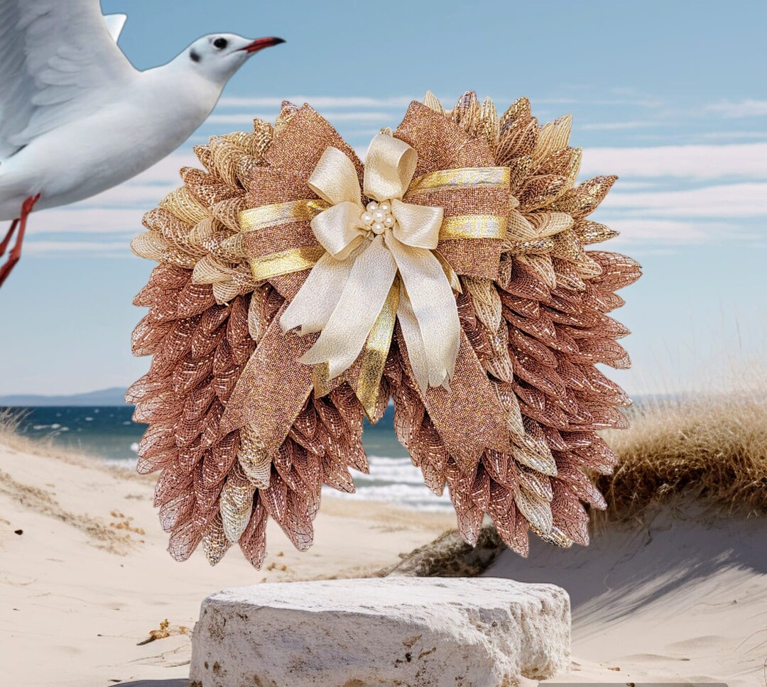 Angel Wings Wreath, Angel Wings Decor, Funeral Wreath, Easter, Peace ...