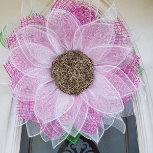 Deco Mesh Rose Flower Wreath, Flower Wreath, Mothers Day Wreath, Wreath ...