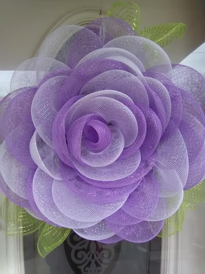 Deco Mesh Rose Wreath, Flower Door Decor - Etsy