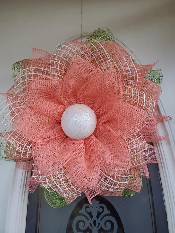 Deco Mesh Rose Flower Wreath Flower Wreath Mothers Day - Etsy