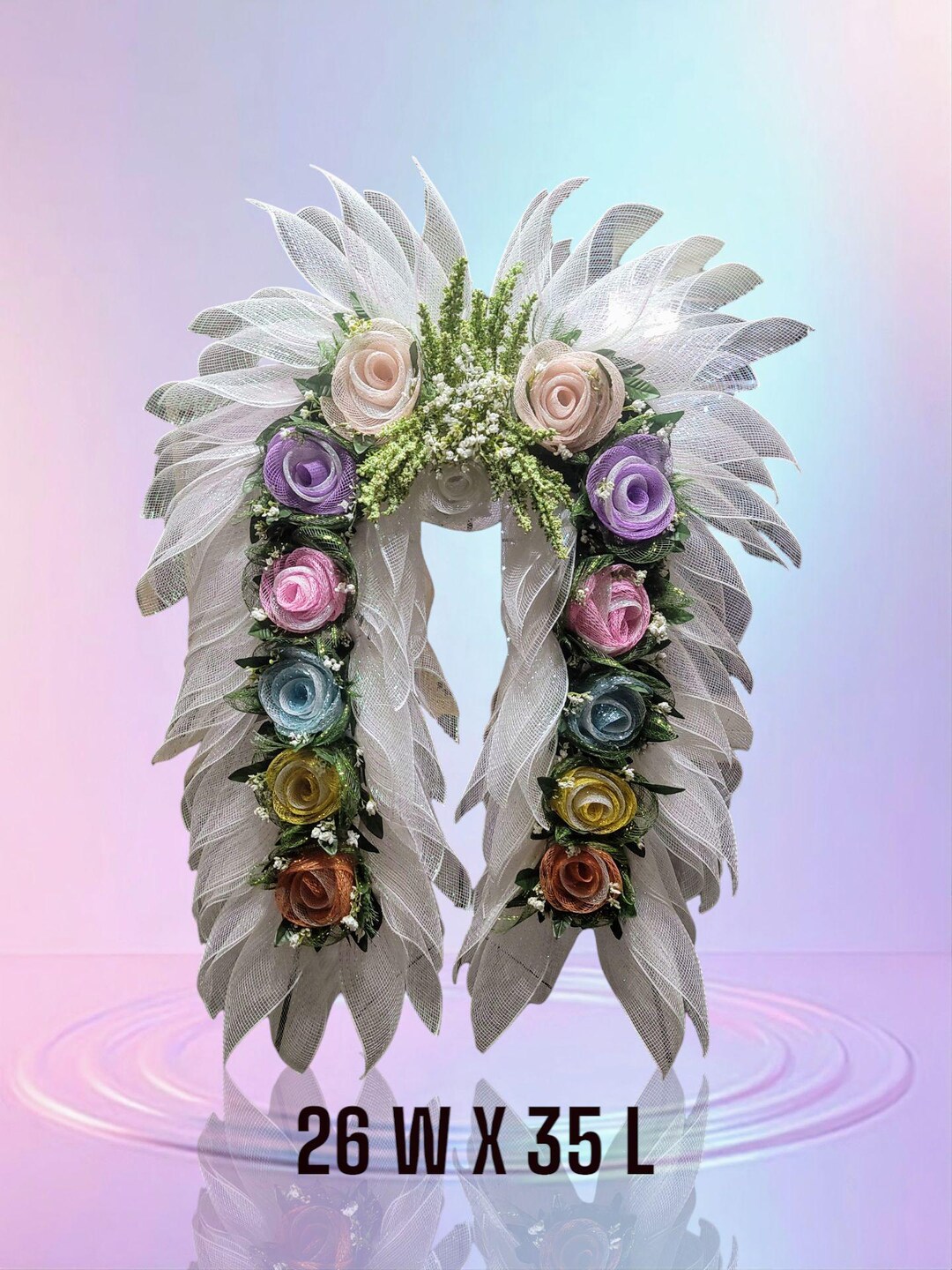 Multicolor Angel Wings, ,angel Wing Wreath, Angel Wings Decor, Funeral ...