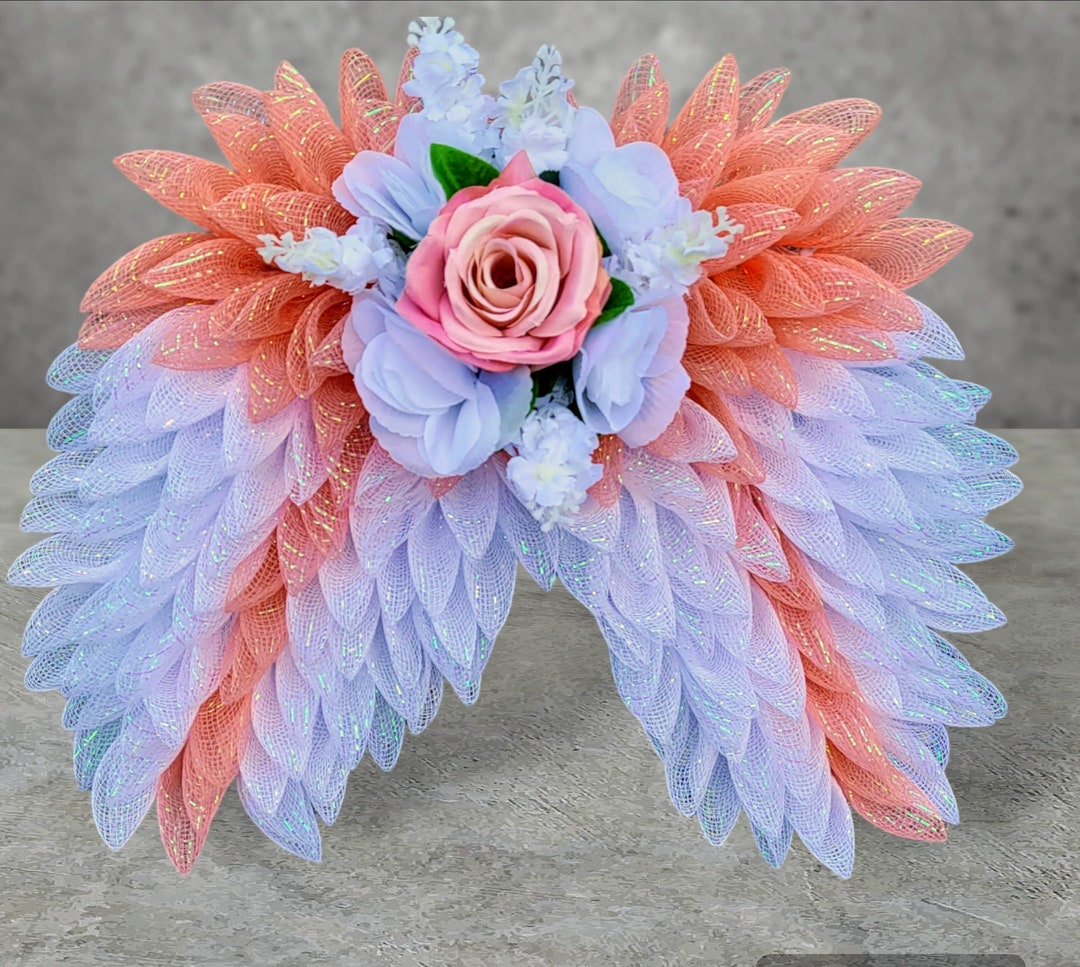 Angel Wings Wreath, Angel Wings Decor, Funeral Wreath, Easter, Peace ...