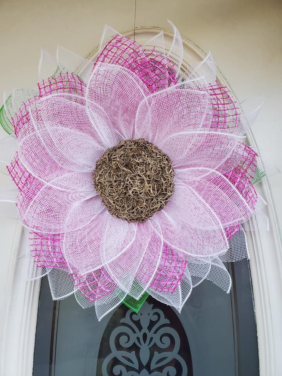 Deco Mesh Rose Flower Wreath, Flower Wreath, Mothers Day Wreath, Wreath ...
