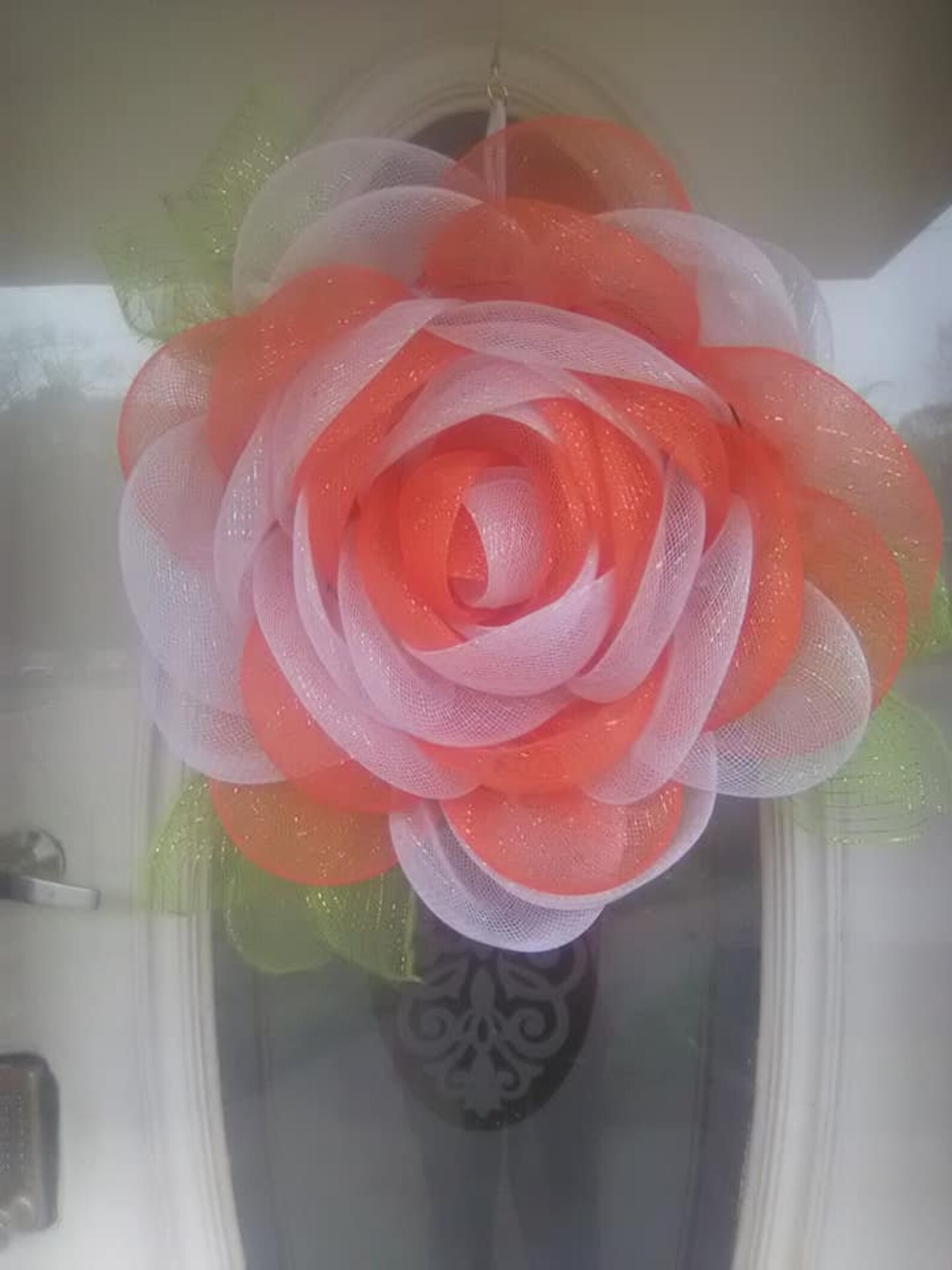 Deco Mesh Rose Wreath, Flower Door Decor - Etsy