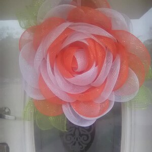 Deco Mesh Rose Wreath, Flower Door Decor - Etsy