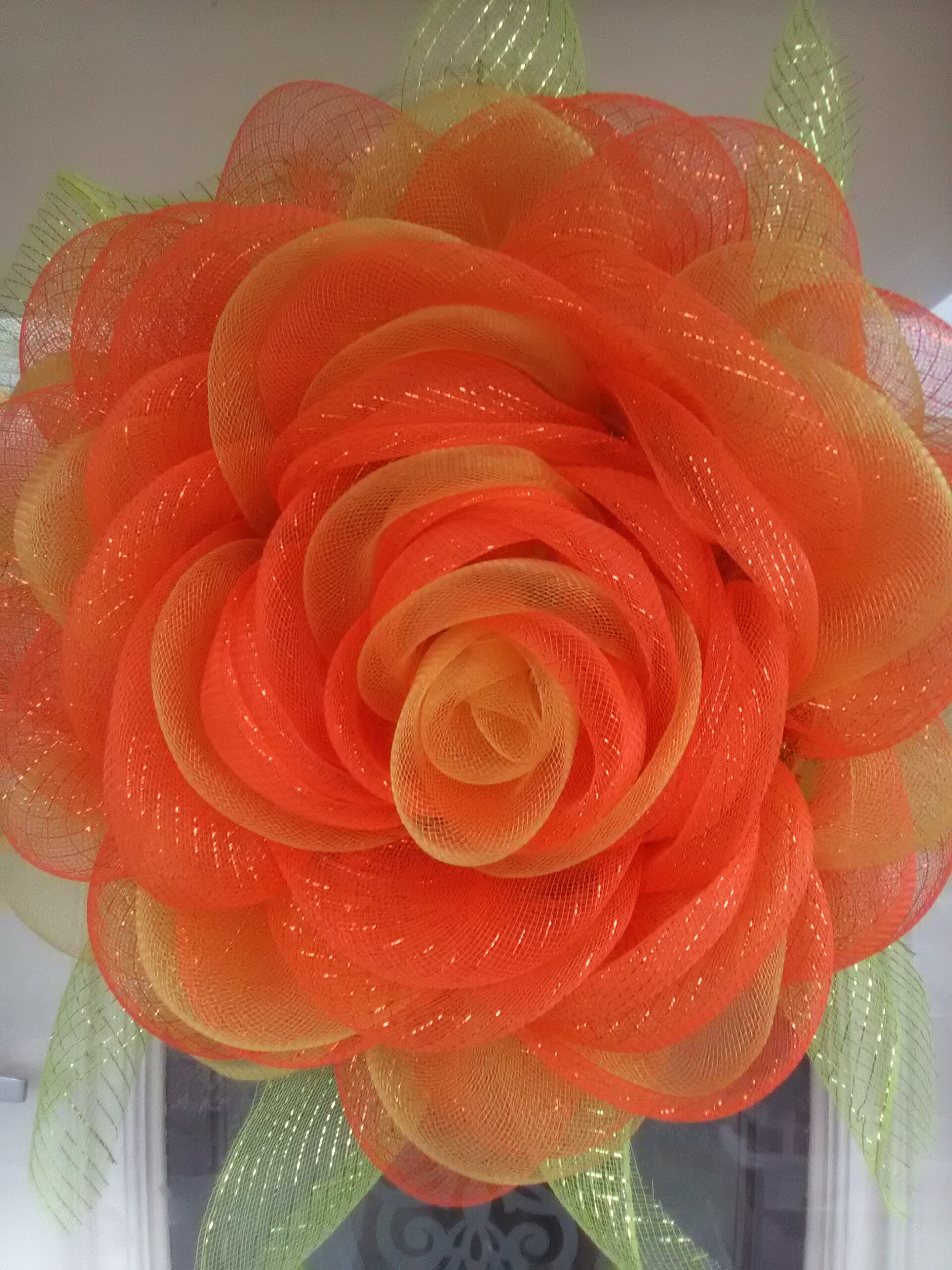 Deco Mesh Rose Wreath, Flower Door Decor - Etsy