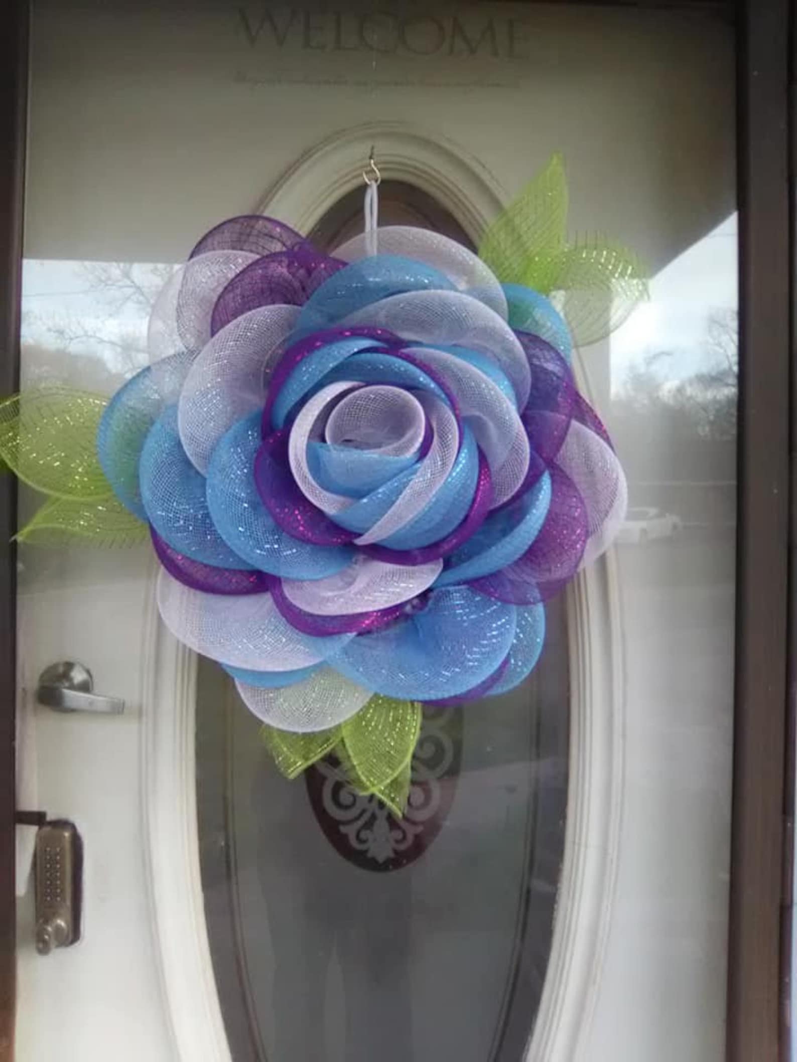 Deco Mesh Rose Wreath, Flower Door Decor - Etsy