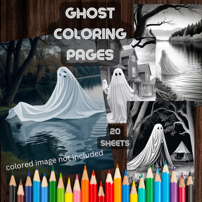 Sheet Ghost Coloring Pages - Etsy