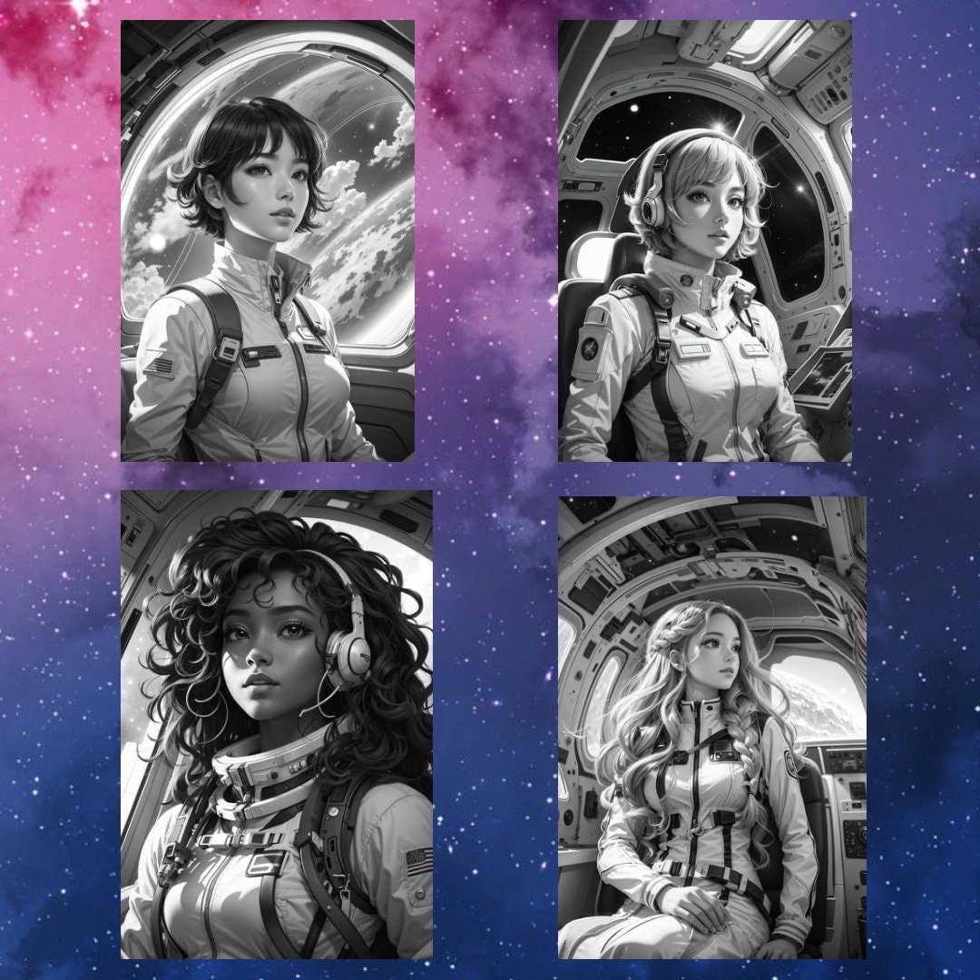 Space Girl Coloring Sheets - Etsy