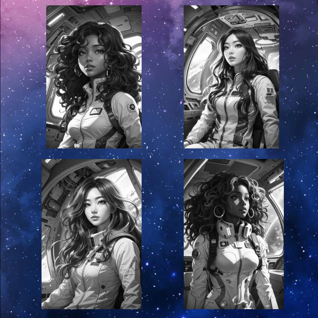 Space Girl Coloring Sheets - Etsy