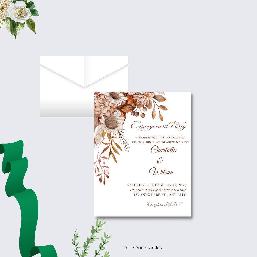 Engagement Card, Digital Invitation Card, Holy Matrimony Template ...
