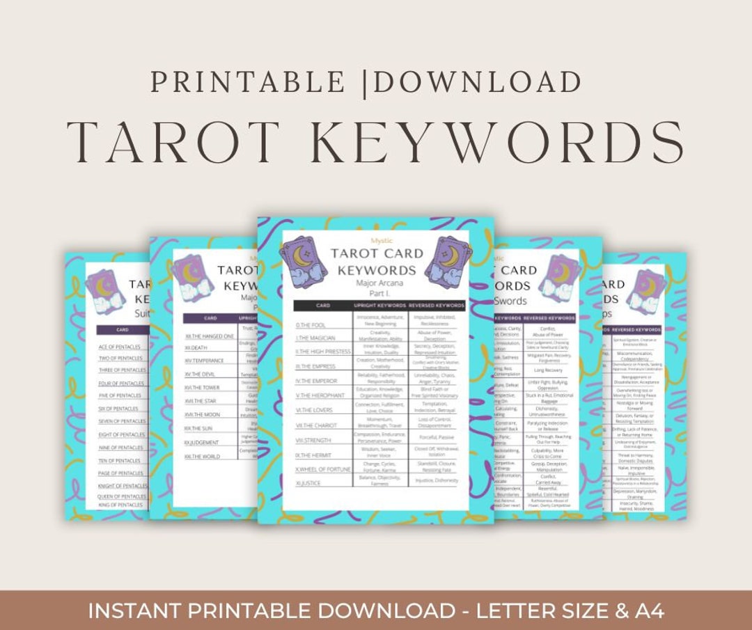 Easy Tarot Card Meanings Guide Beginner's Cheat Sheet, Learn Tarot ...