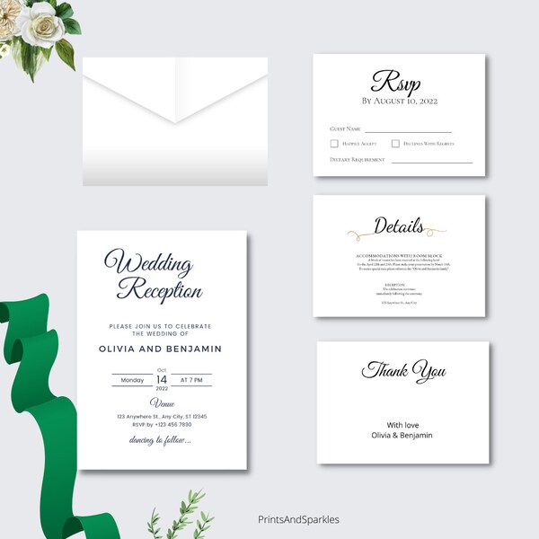 Reception Card - Etsy