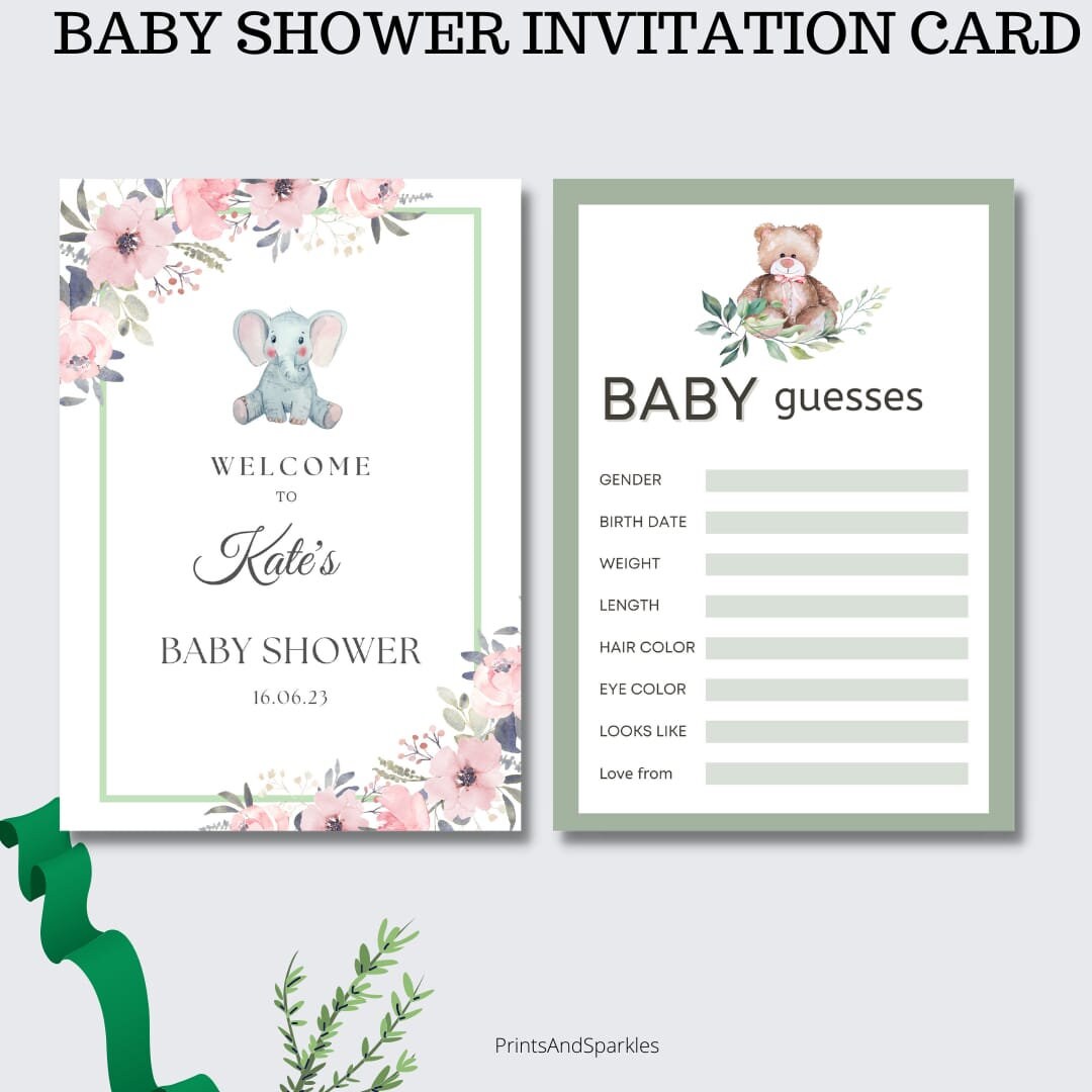 Digital Baby Shower Card, Baby Shower Games, Baby Name Guesses, Baby ...