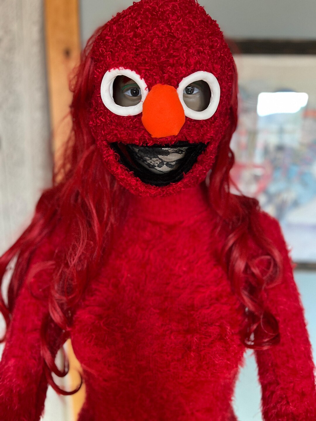 Red Handcrafted Masquerade Mask Monster Puppet Costume With Thrifted ...