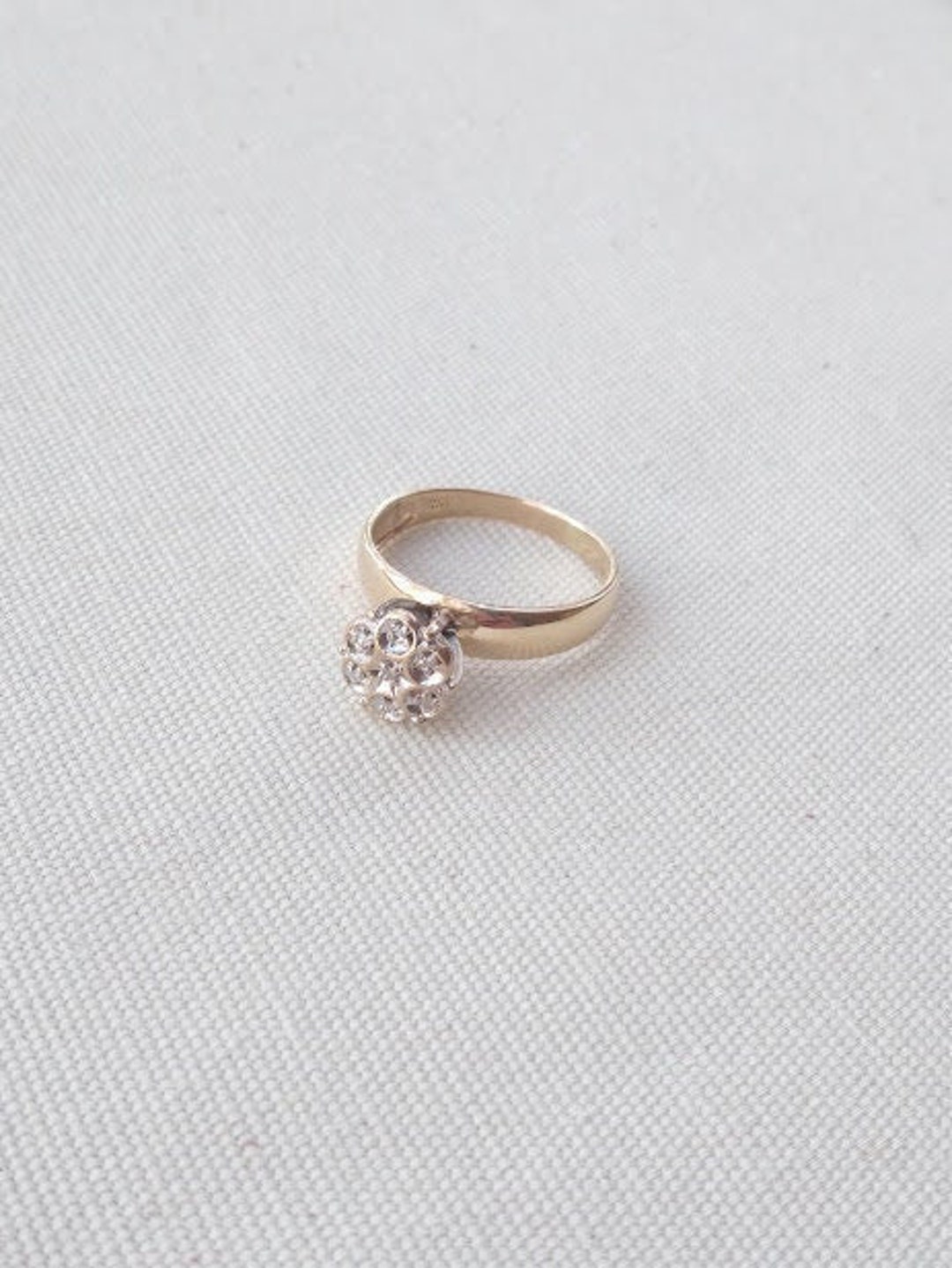 Diamond Flower Cluster Vintage 10k Yellow Gold Ring, Size 8.5 Solid 10k ...