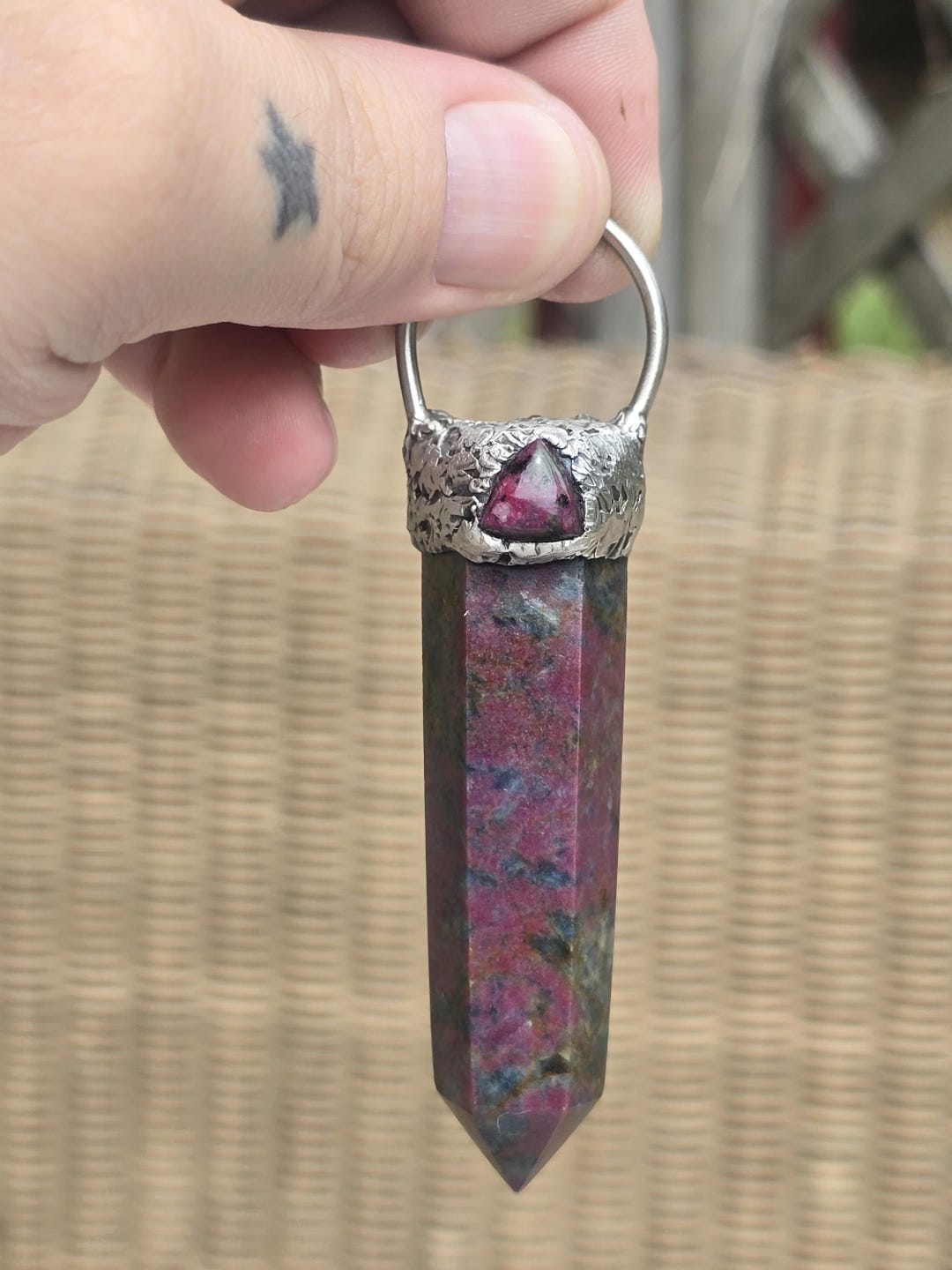 UV Reactive Ruby / Blue Kyanite With Ruby in Fuchsite Pendant - Etsy