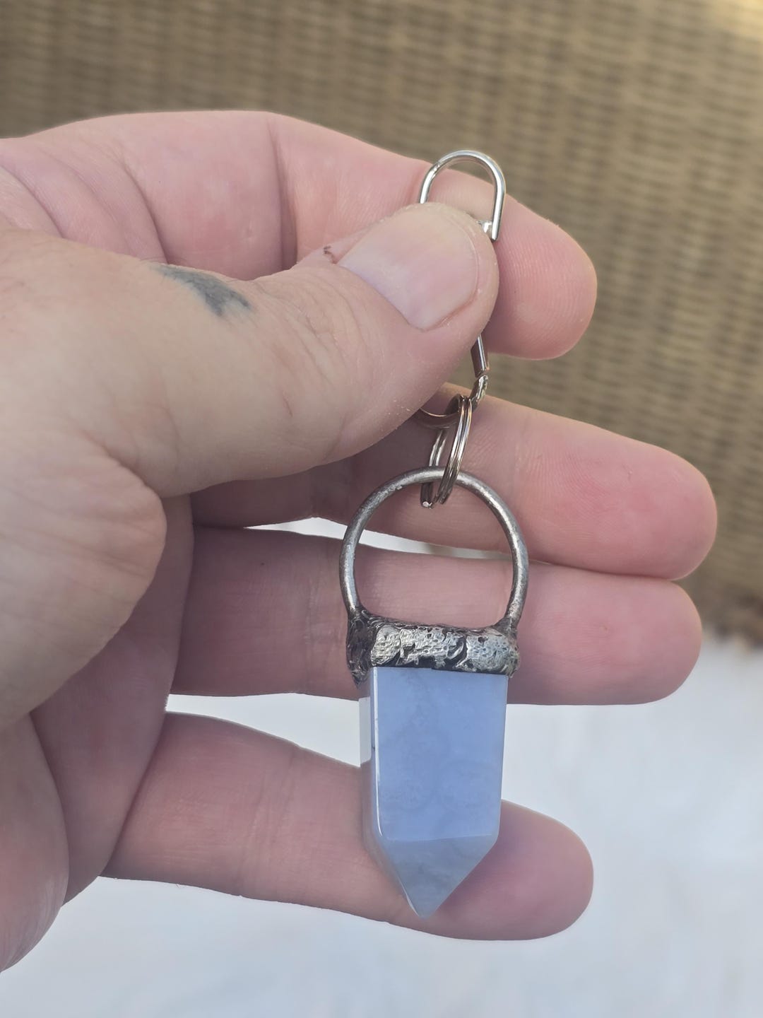Blue Lace Agate Keychain - Etsy