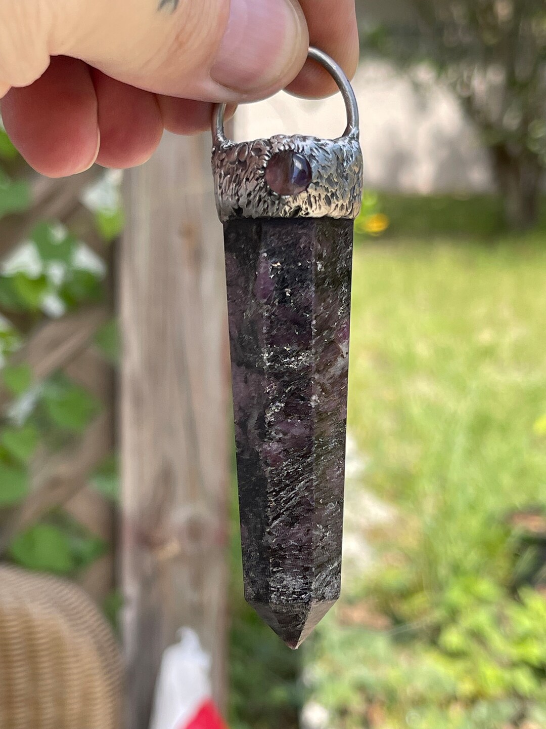 UV Reactive Ruby in Matrix With Amethyst Pendant - Etsy