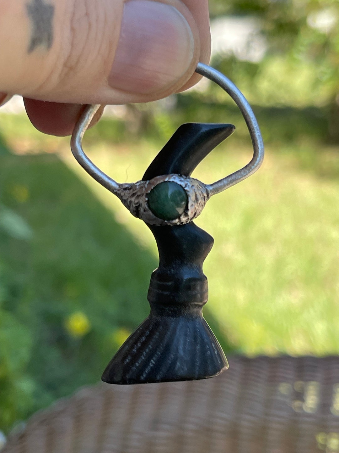 Imperfect Black Obsidian Broom With Green Aventurine Pendant - Etsy